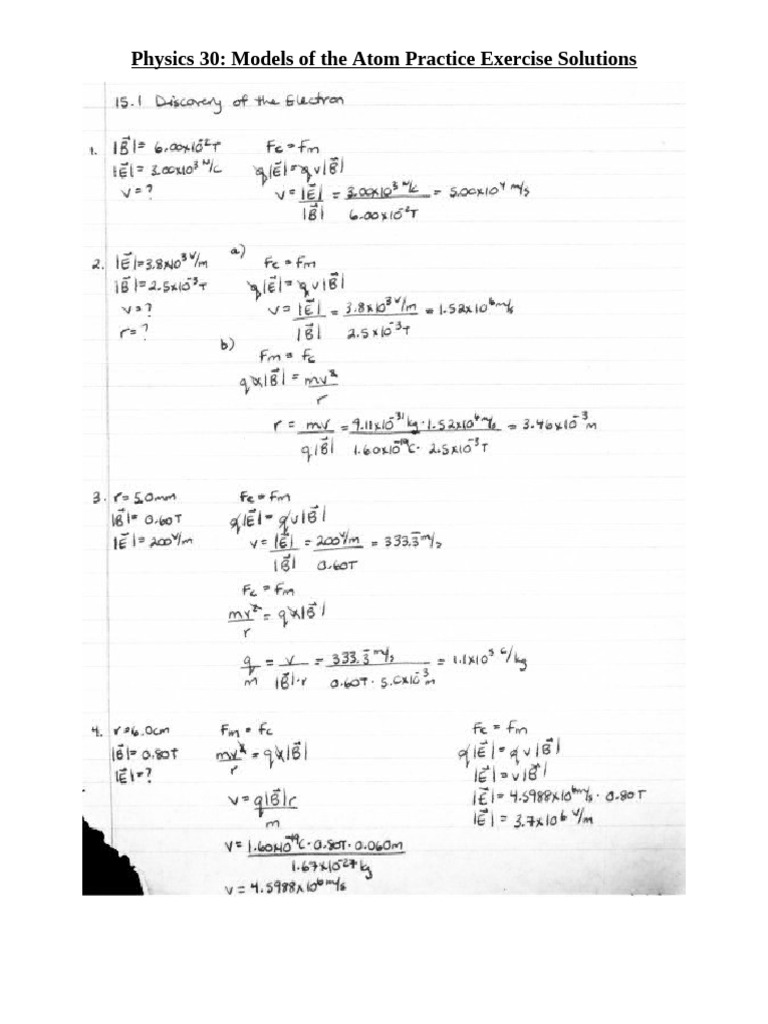 Makar Chapter 15 Models of The Atom Practice Exercise Solutions 2022 ...