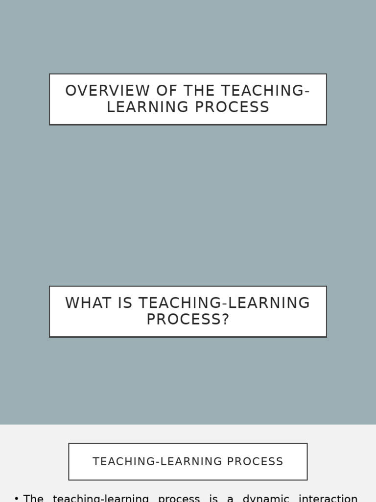 Overview of The Teaching Learning Process | PDF | Attachment Theory | Cognitive Development