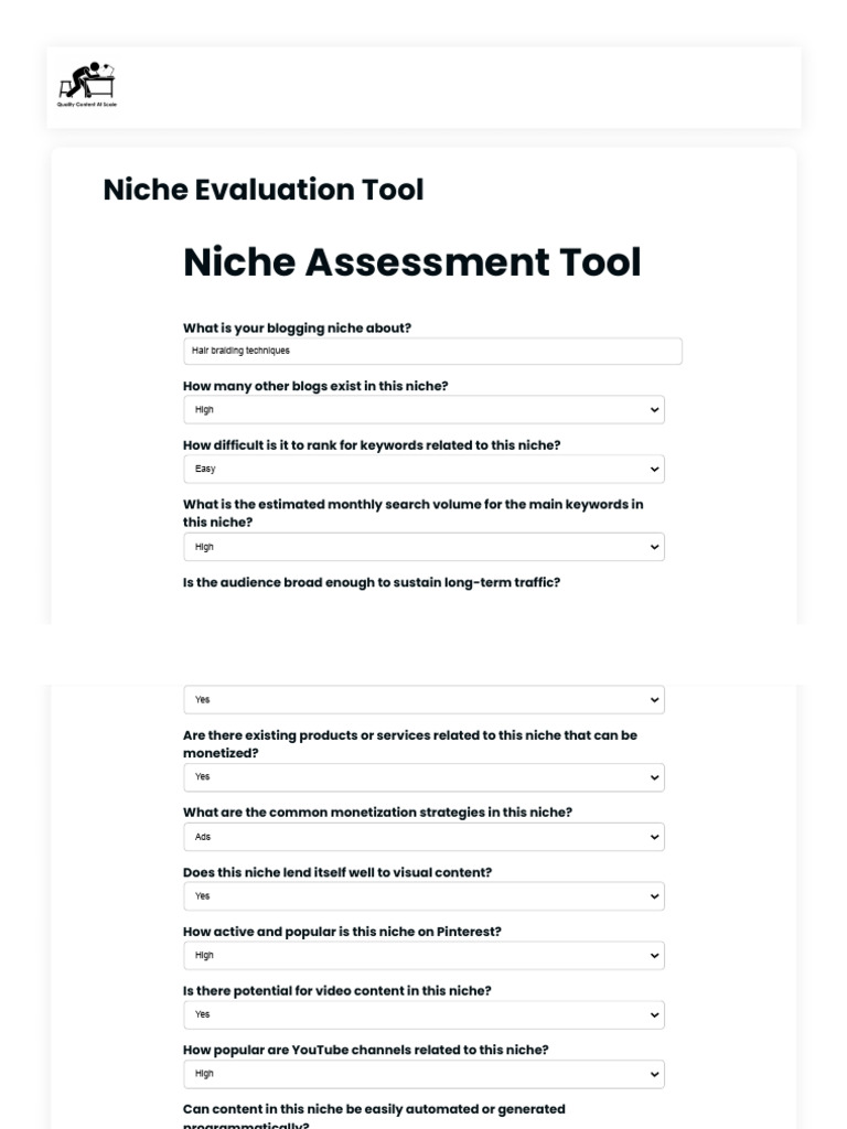 Niche Evaluation Tool - WordsAtScale | PDF