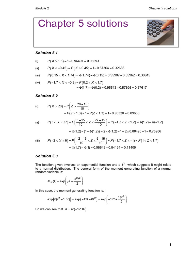 ActEdUK CAA Mod2 Chapter 05 Solutions V01 | PDF | Applied Mathematics ...