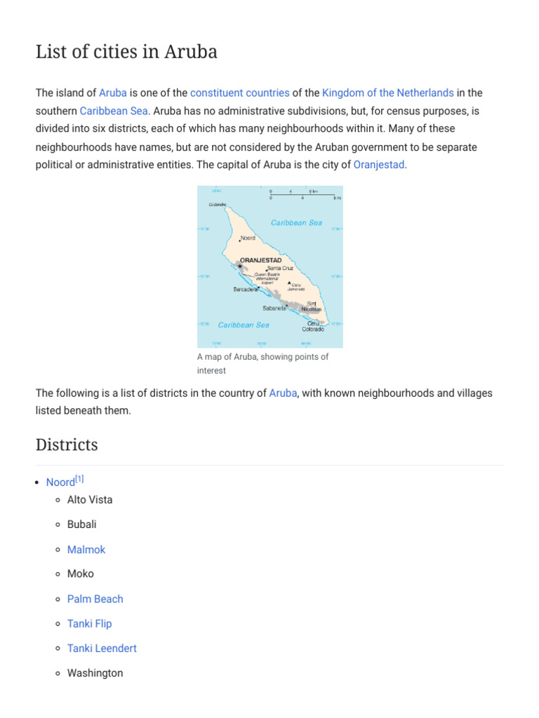 Cities and Districts of Aruba | PDF