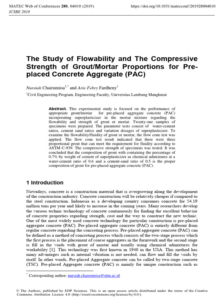 The Study of Flowability and The Compressive Stren | PDF | Concrete ...