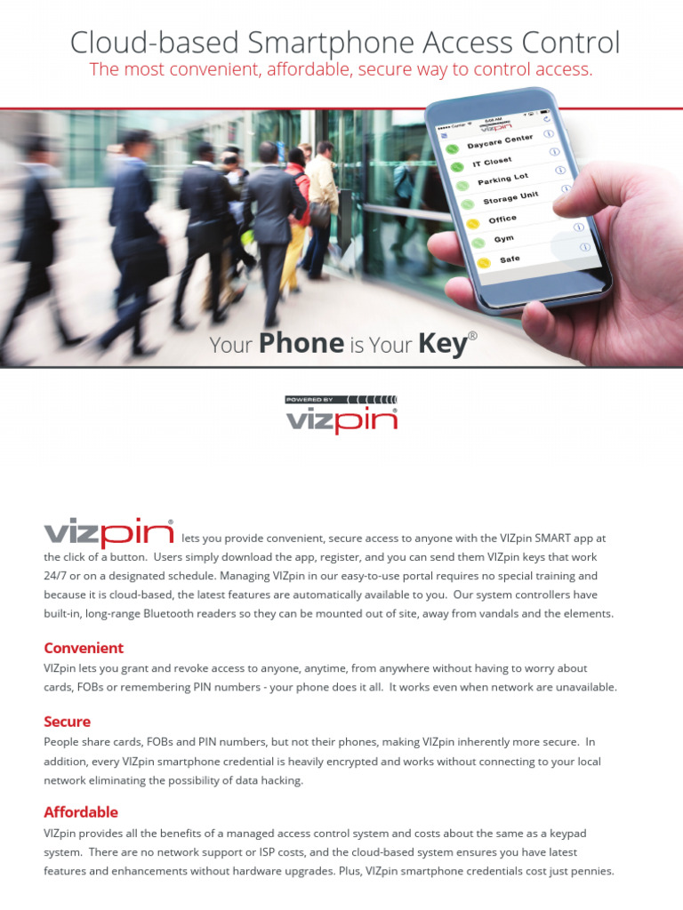 VIZpin Brochure Web | PDF | Access Control | Smartphone