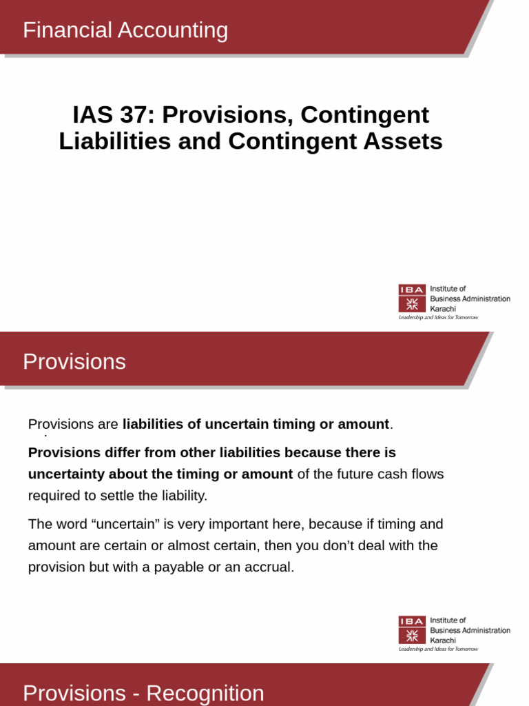 IAS 37: Provisions and Contingent Liabilities | PDF | Lawsuit | Legal ...