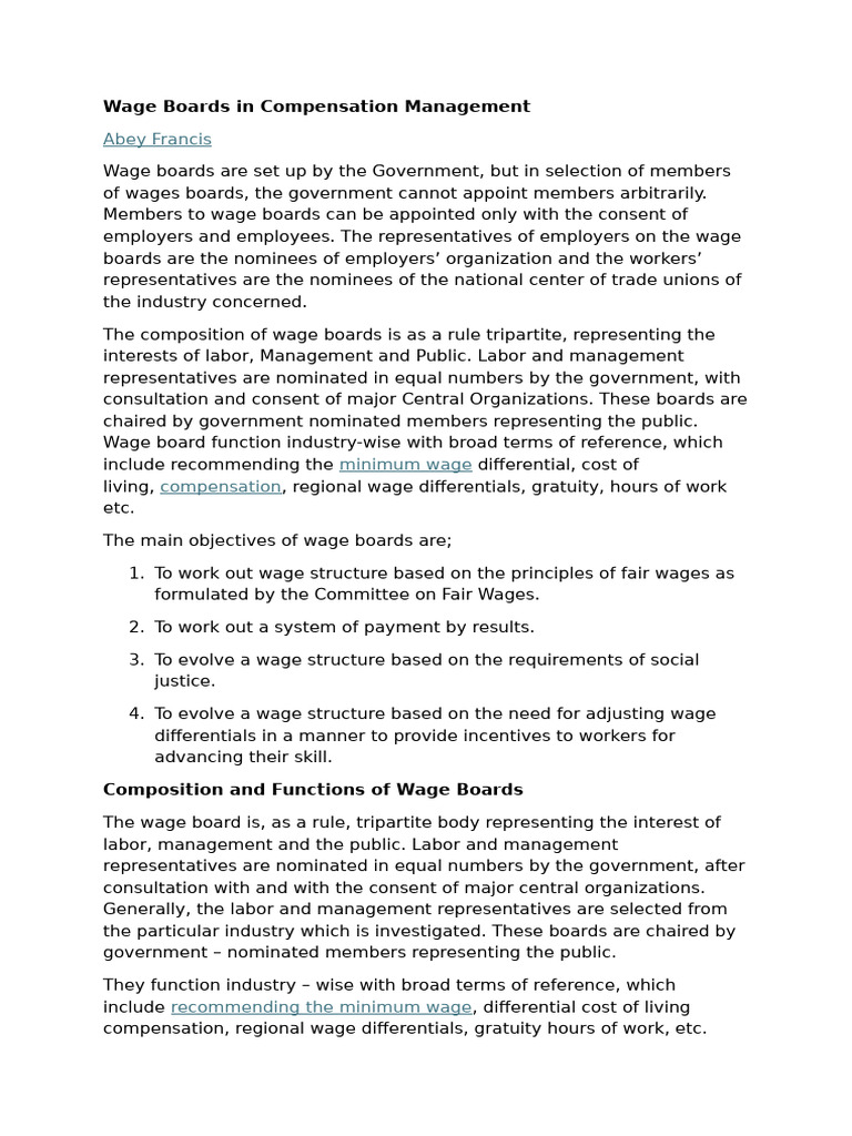 Wage Boards in Compensation Management | PDF | Cost Of Living | Employment