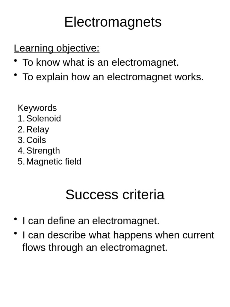 Electromagnets Pdf Magnet Relay
