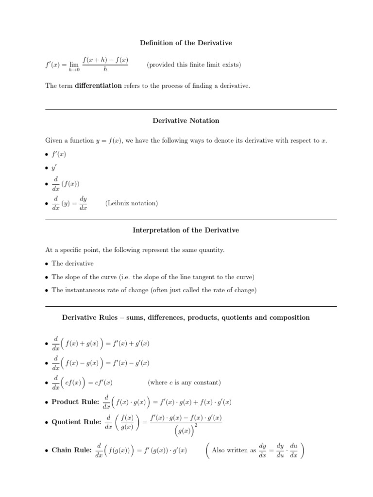 Derivative Rules | PDF | Derivative | Real Analysis