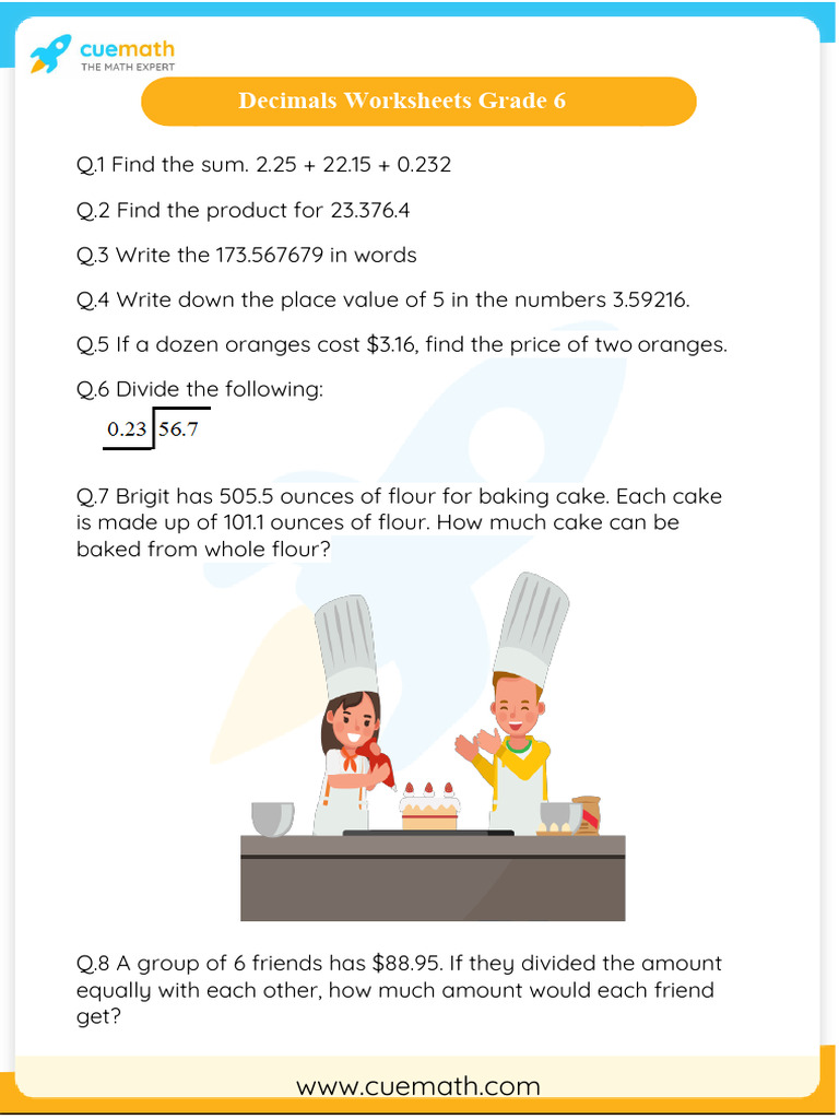 Decimals Worksheets Grade 6 _ Worksheet 1 | PDF