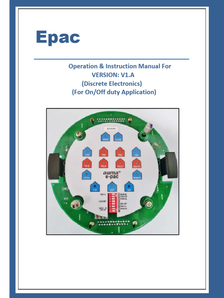 Actuators With Epac Version v1 A Operaton Instruction Manual en | PDF | Relay | Fuse (Electrical)