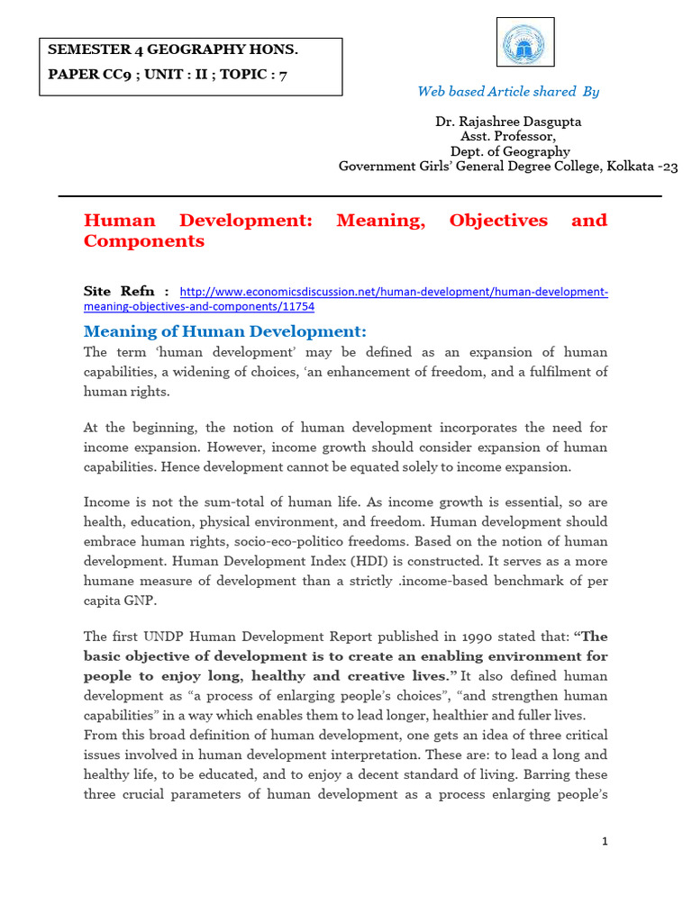 TOPIC7 Human Development Concept Components and Measurements | PDF ...