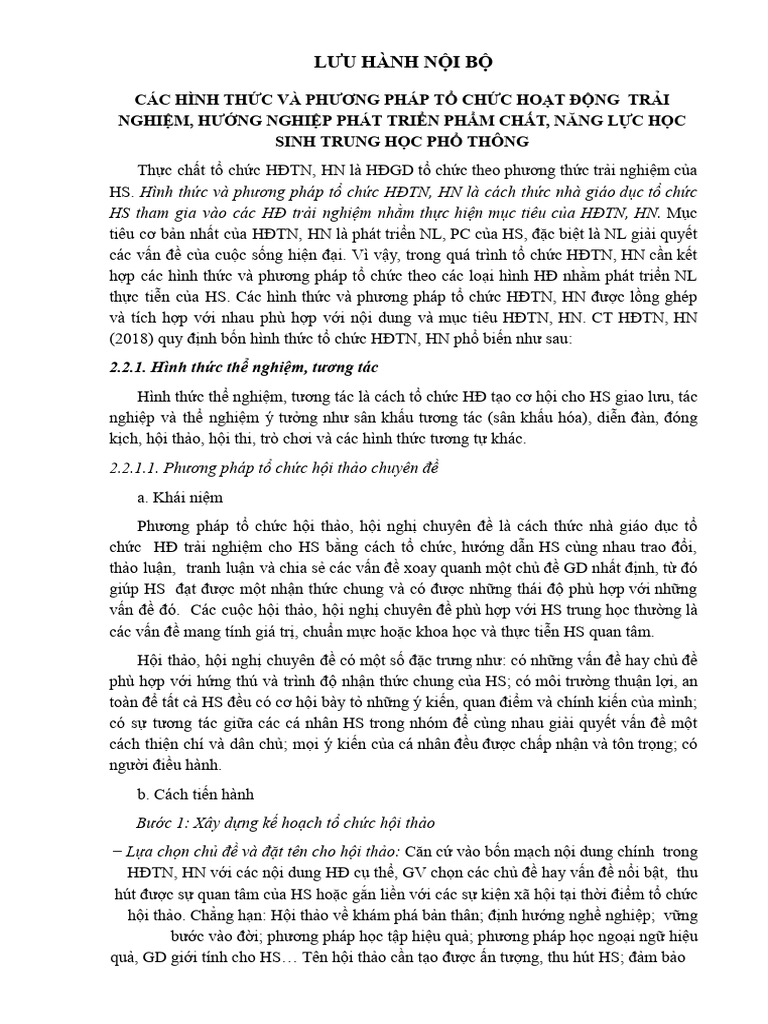 Tai Lieu Doc Hinh Thuc Phuong Phap To Chuc HDTNHN | PDF