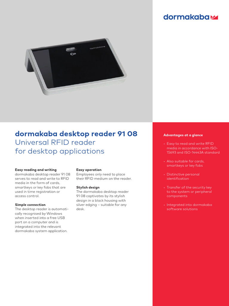 factsheet-dormakaba-desktop-reader-9108-en-pdf | PDF | Usb | Radio ...