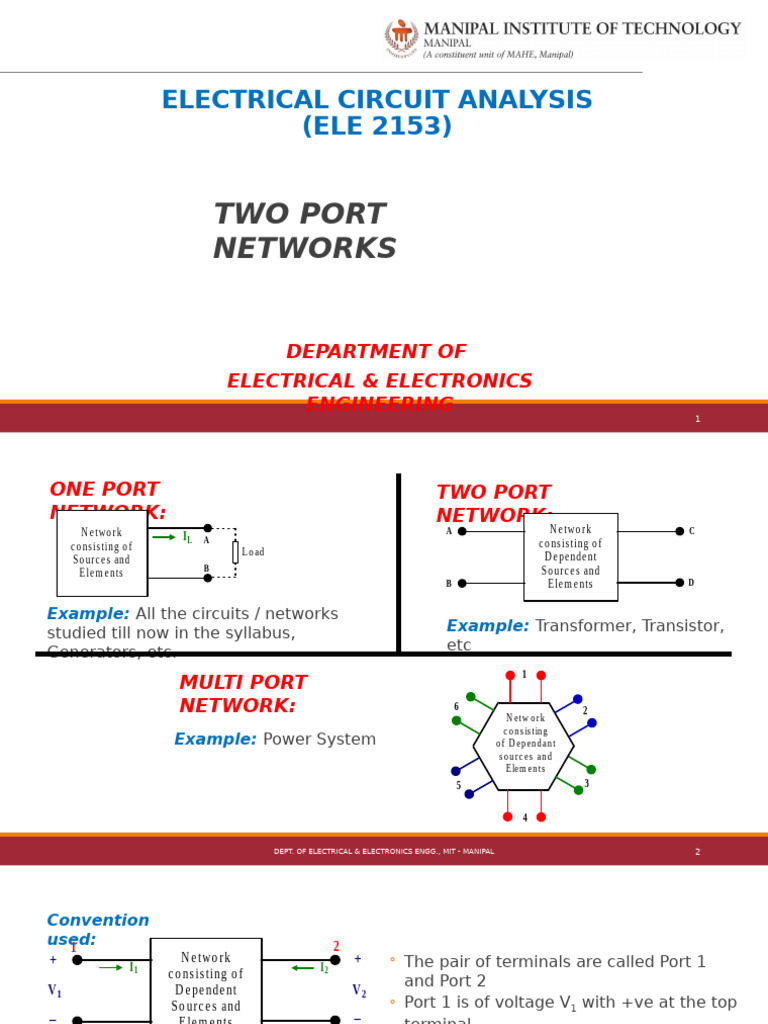Two-Port Network Parameters Explained | PDF | Equations | Electronics
