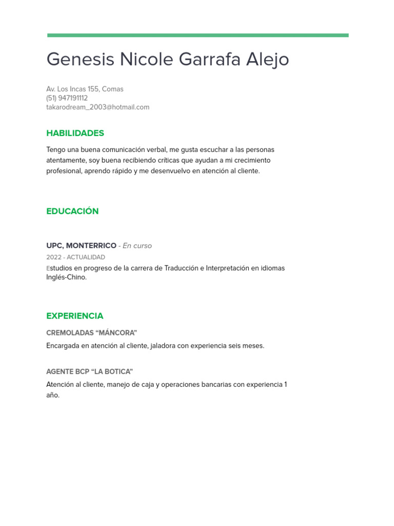 Garrafa Genesis CV | PDF | Crecimiento personal y profesional