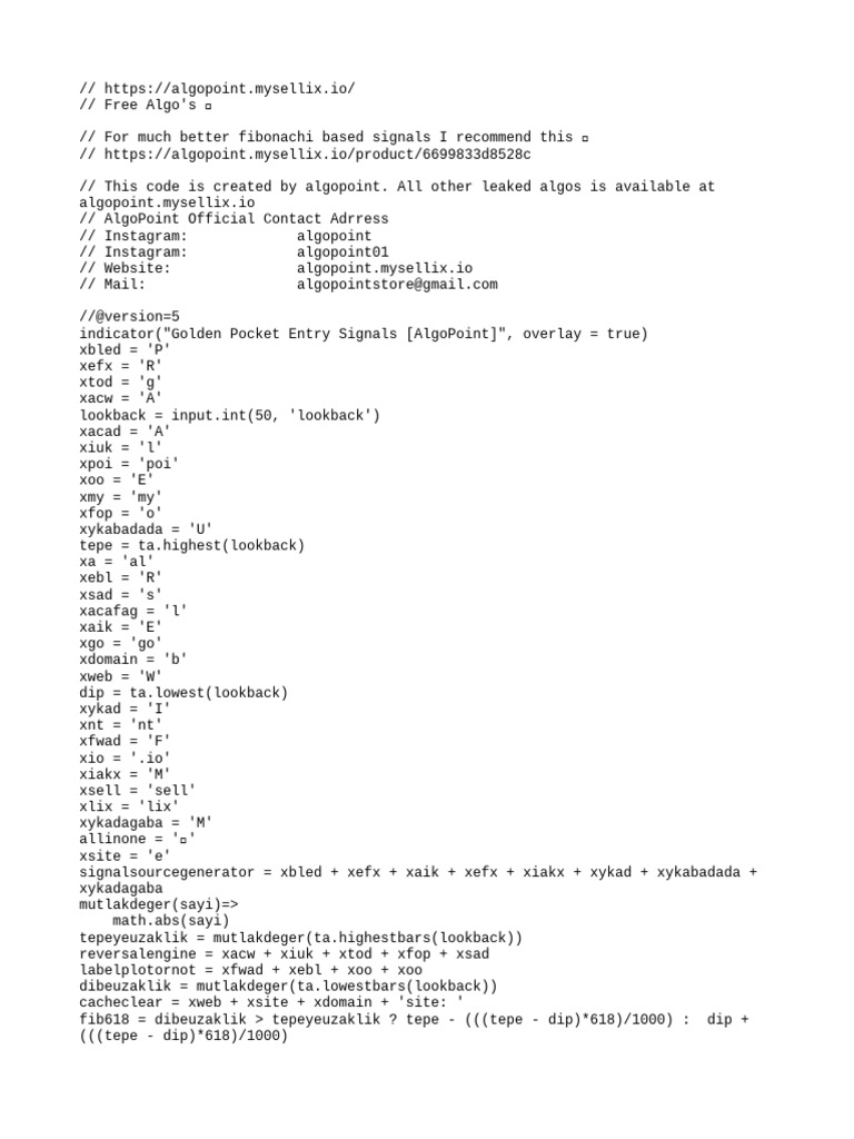 AlgoPoint Golden Pocket Signals | PDF