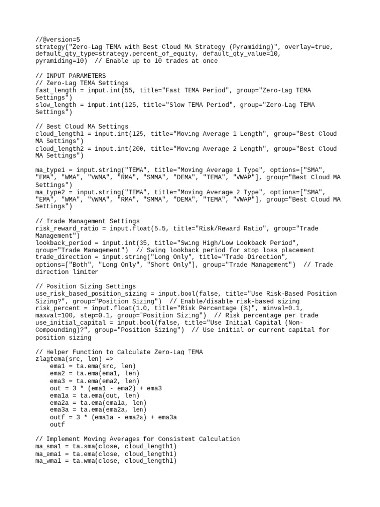 23 Zero Lag + Best MA Cloud Strategy | PDF | Moving Average | Applied Mathematics