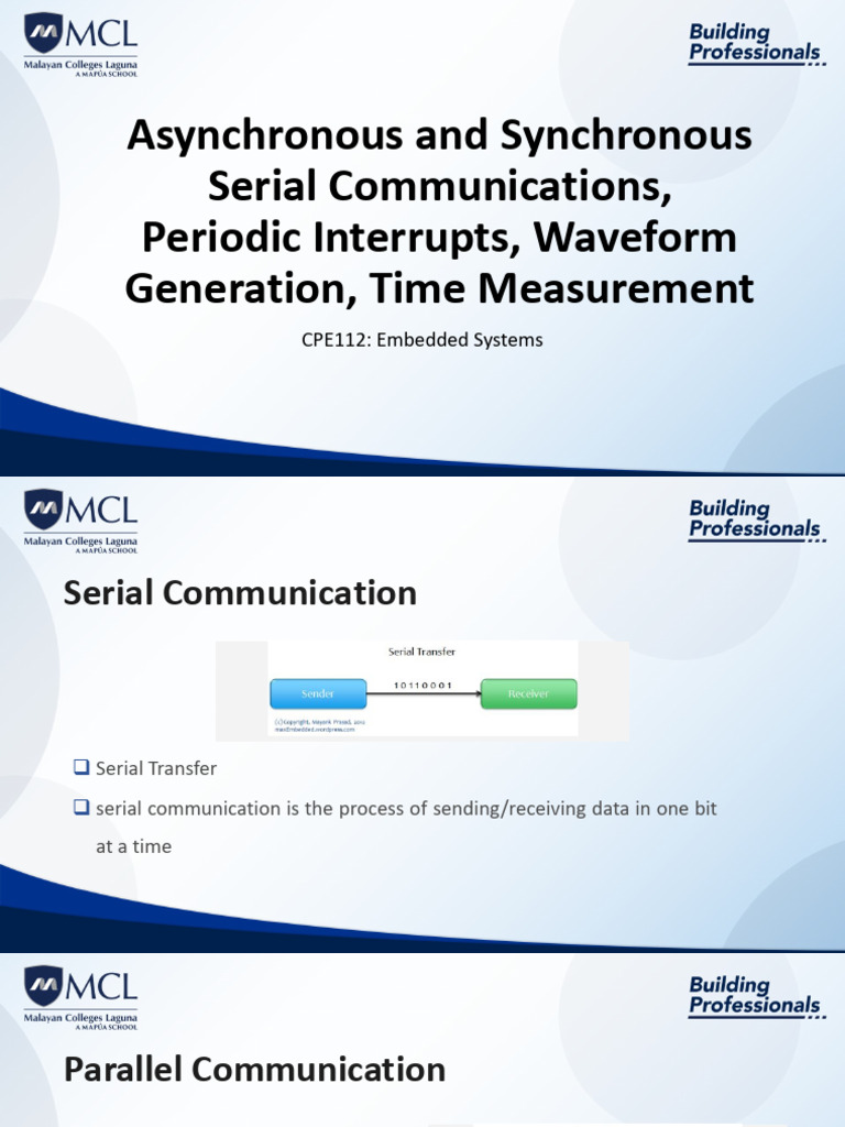 Module 4 - Asynchronous and Synchronous Serial Communications, Periodic ... Module 4 - Asynchronous and Synchronous Serial Communications, Periodic ...