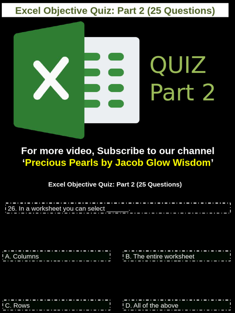 Excel Objective Quiz Part 2 | PDF | Microsoft Excel | Spreadsheet
