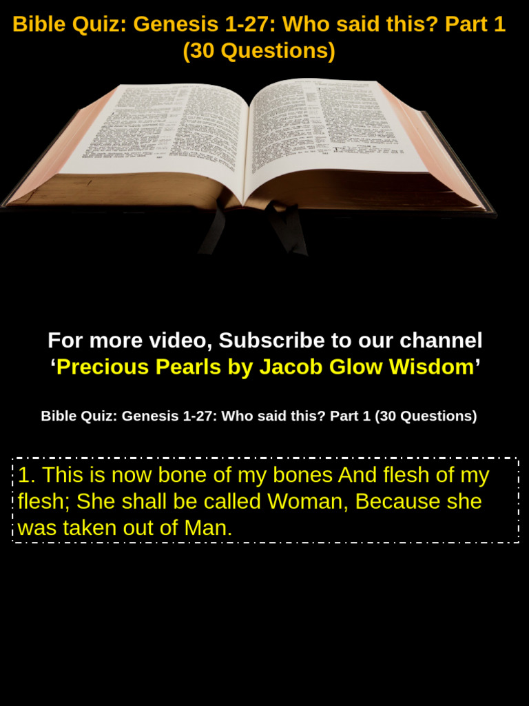 Bible Quiz Genesis 1-27 Who Said This Part 1 | PDF | Book Of Genesis ...