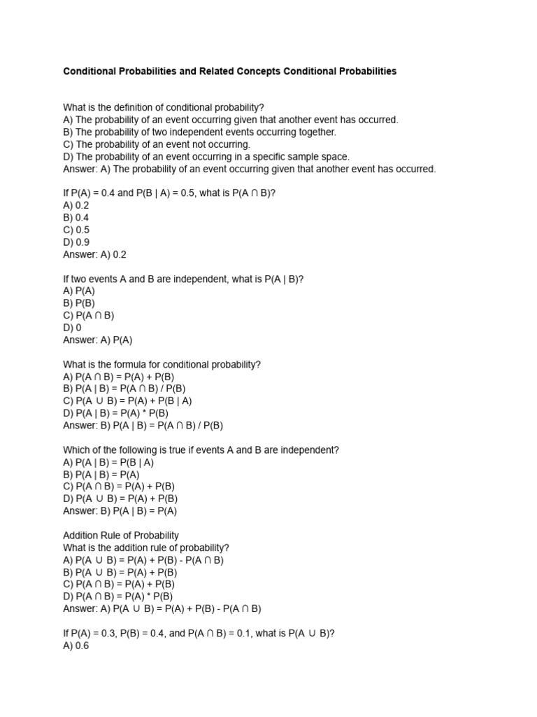 Conditional Probabilities and Related ConceptsnConditional ...