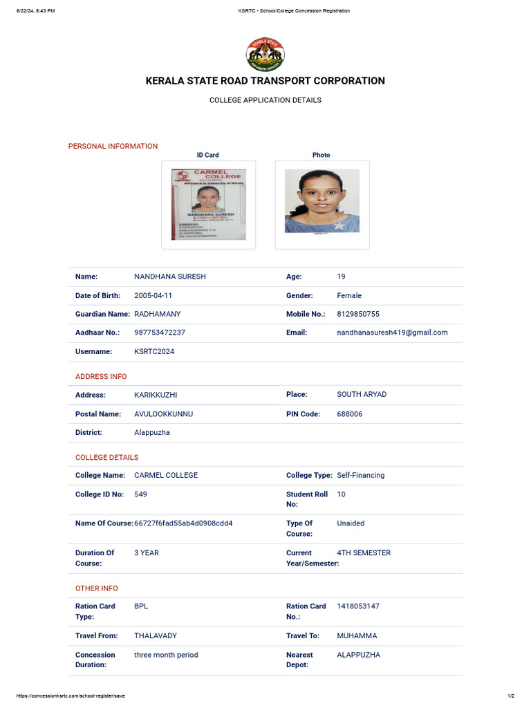 KSRTC College Concession Registration Guide | PDF | Security Technology | Privacy