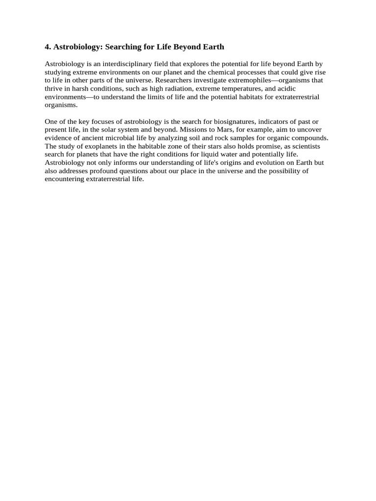 Astrobiology: Searching For Life Beyond Earth | PDF | Science & Mathematics