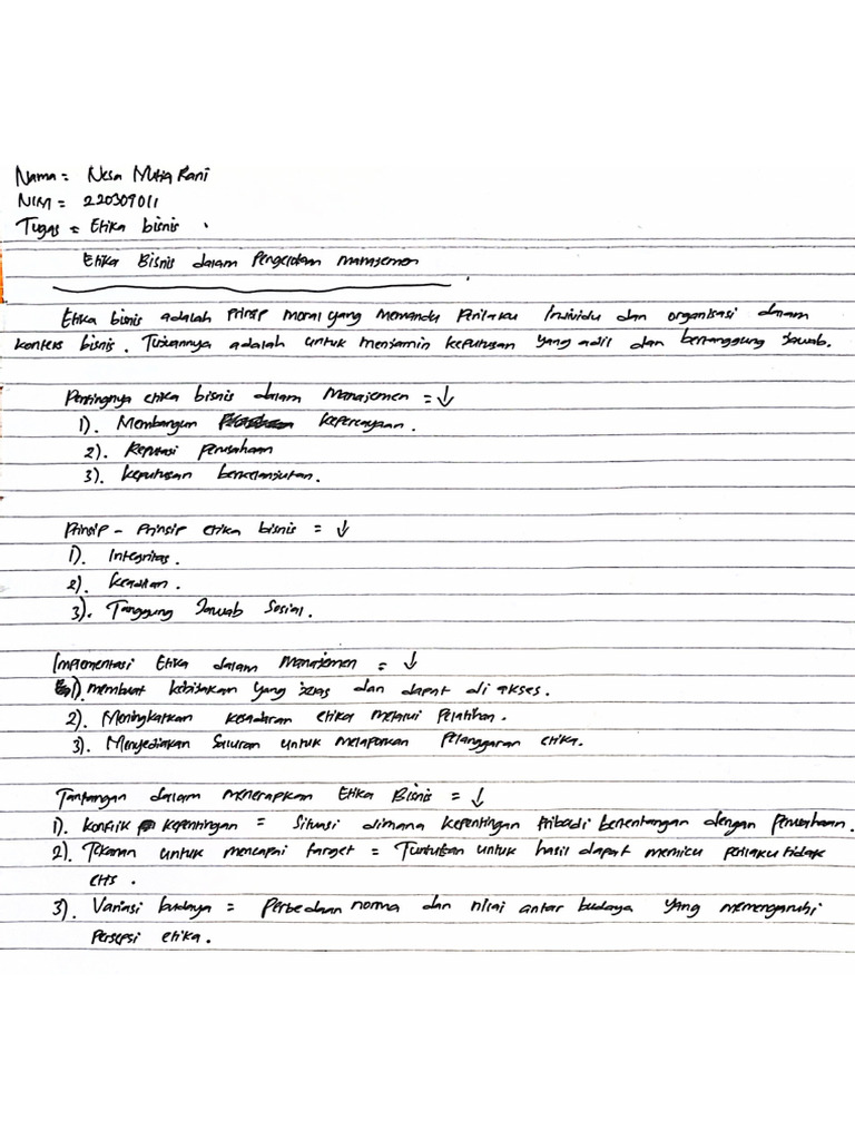 Tugas Etika Bisnis, Nesa Mutia Rani (220 | PDF