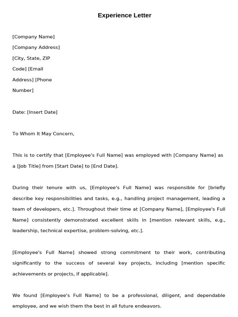 Experience Letter | PDF