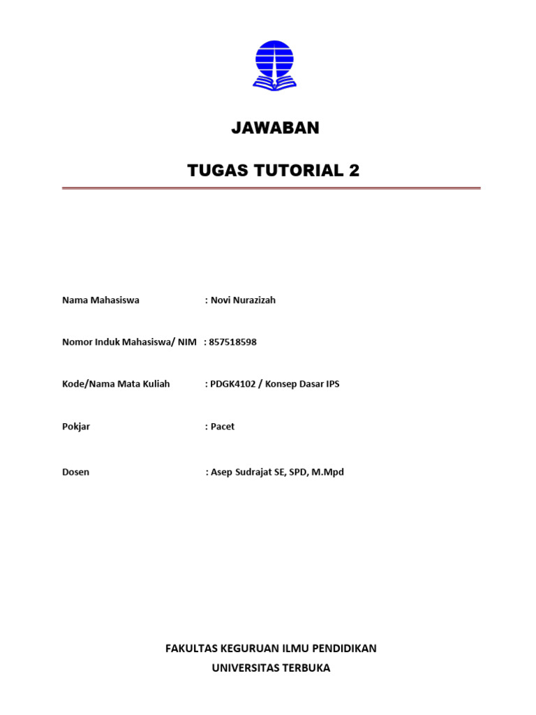 Jawaban Tugas Tutorial 2 Konsep Dasar IPS | PDF | Ilmu Sosial