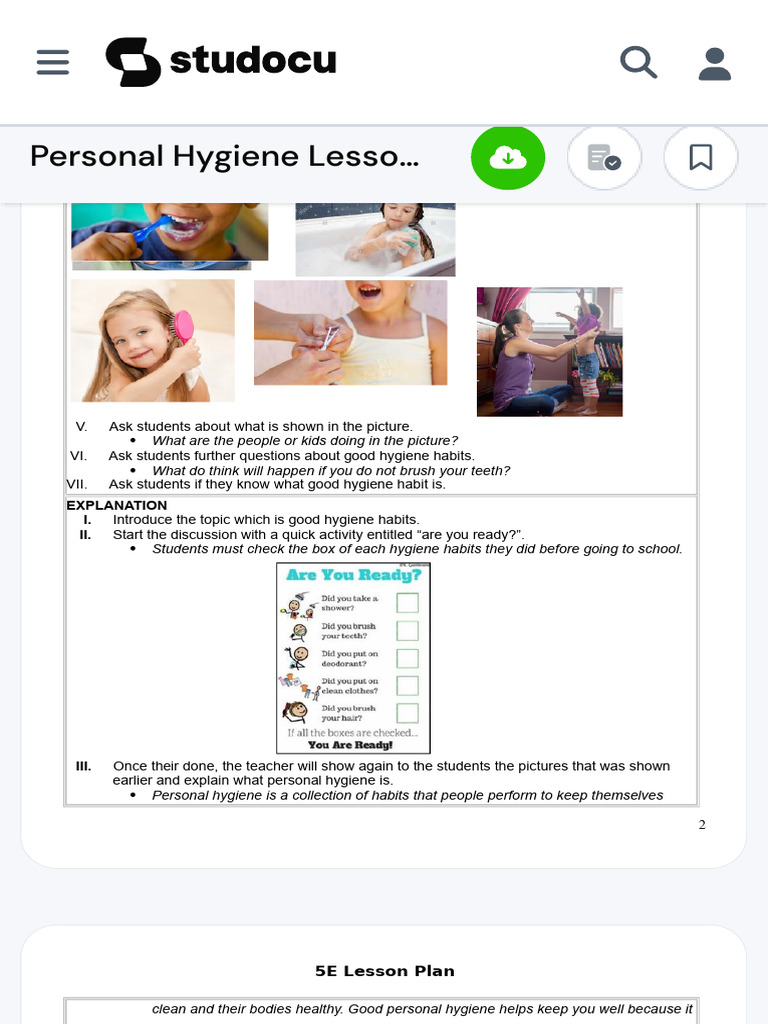 Good Hygiene Habits Lesson Plan | PDF | Self-Improvement