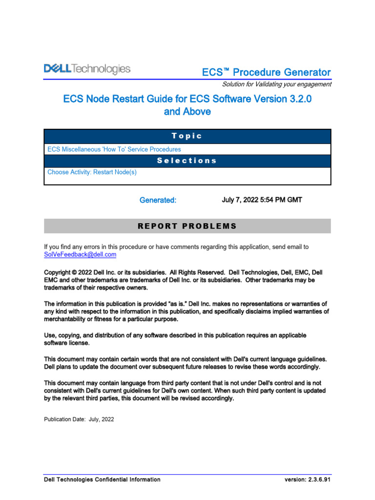 ECS - ECS Miscellaneous How To Service Procedures-ECS Node Restart ...