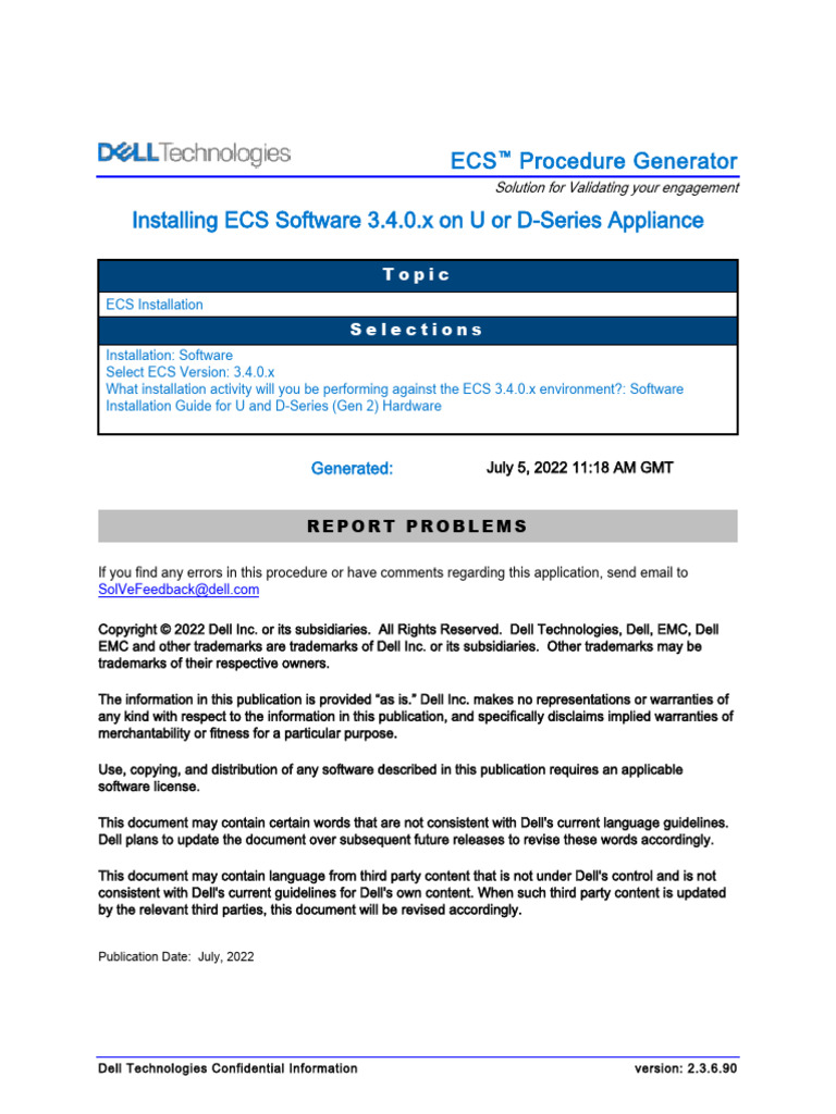 ECS - ECS Installation-Installing ECS Software 3.4.0.x On U or D-Series Appliance | PDF | Sudo ...