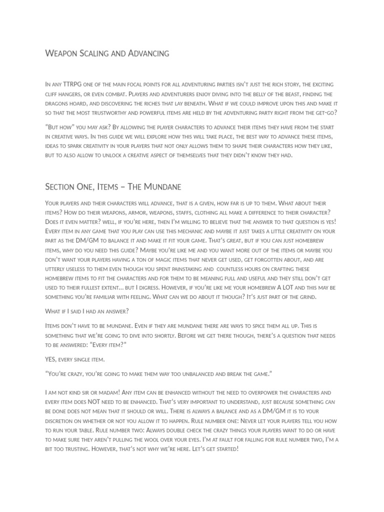Weapon Scaling and Advancing | PDF | Sword | Persuasion