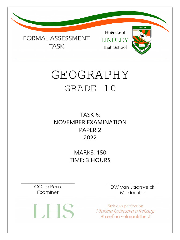 Geography Grade 10 Paper 2 2022 | PDF | Human Migration | Water