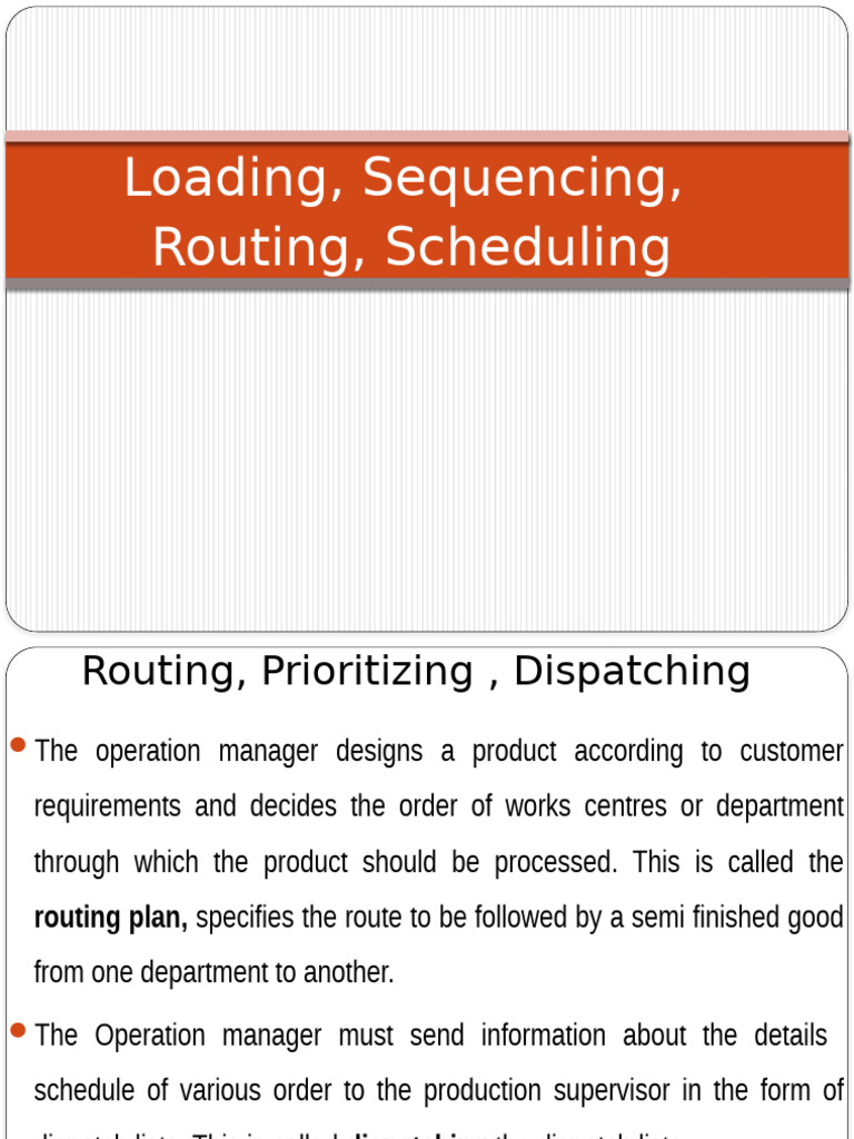 Loading, Sequencing, Routing, Scheduling | PDF | Scheduling (Computing)