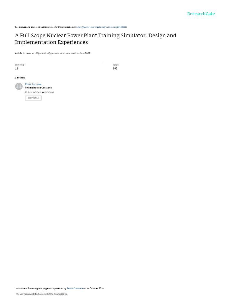 A Full Scope Nuclear Power Plant Training Simulato | PDF | Simulation ...
