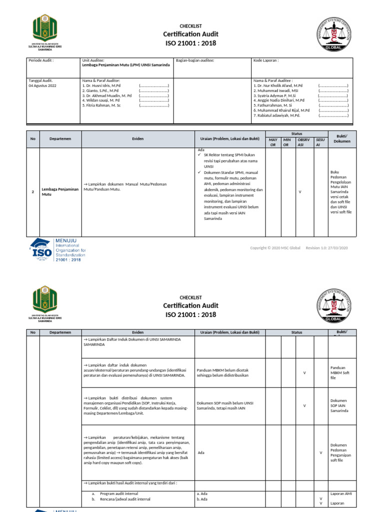 Instrumen Audit LPM | PDF