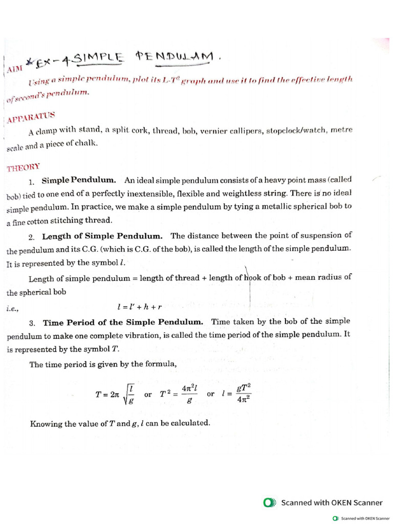 Expt 4 Simple Pendulum | PDF