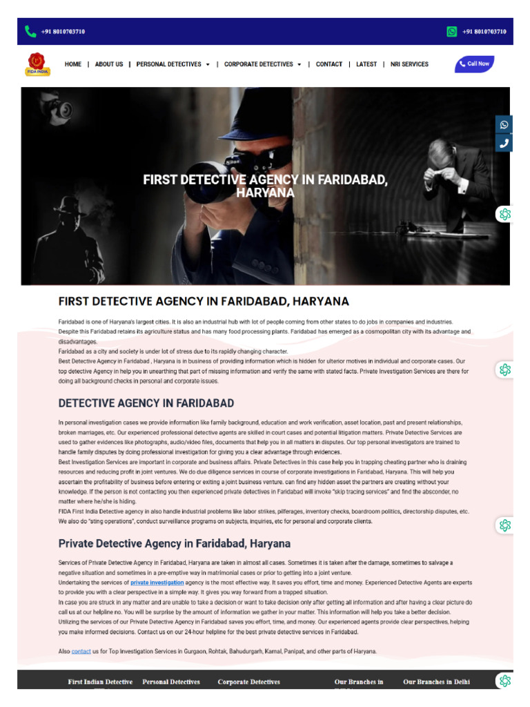 Private Detective Agency in Faridabad | PDF