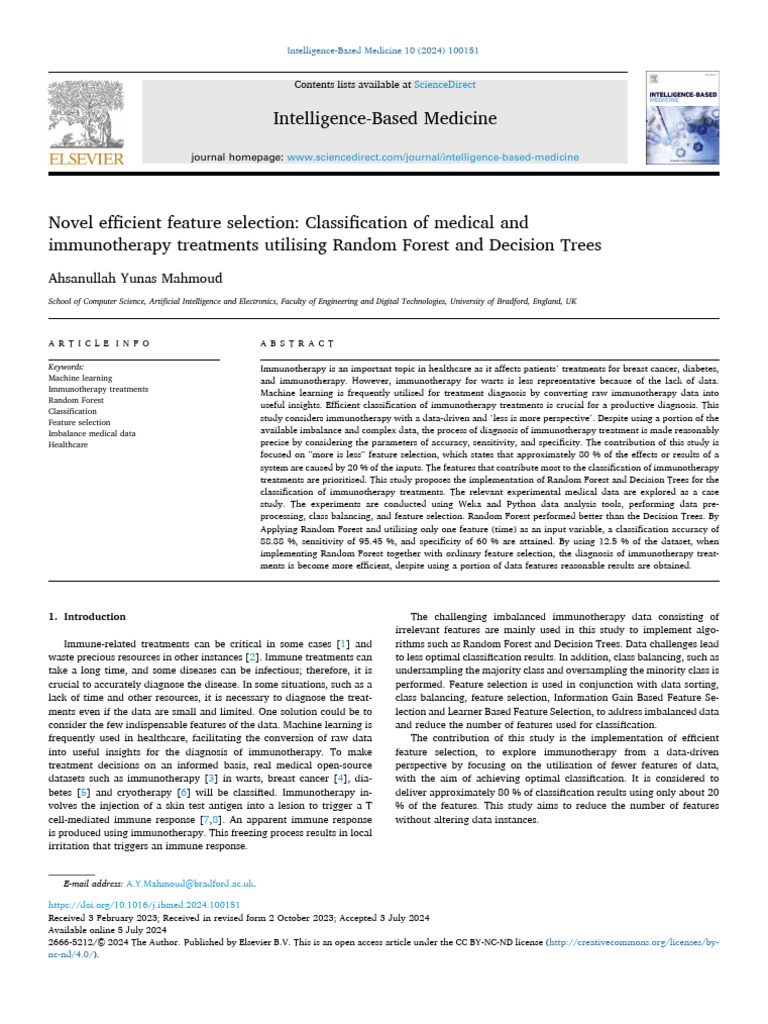 Novel Efficient Feature Selection Classification Of Medical And