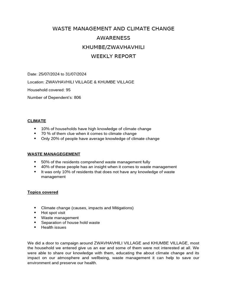 18 TO 31 July KHUMBE & ZWAVHAVHILI | PDF | Climate Change | Deforestation