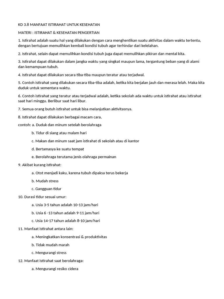 catatan PJOK KD 3.8 tema 3D | PDF