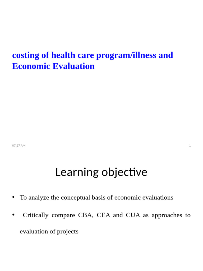 economic_evaluation[1] | PDF | Cost–Benefit Analysis | Cost Effectiveness Analysis