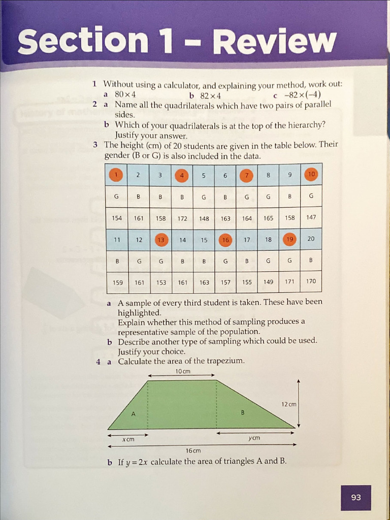 Math Grade 8 Section 1 Review Pdf