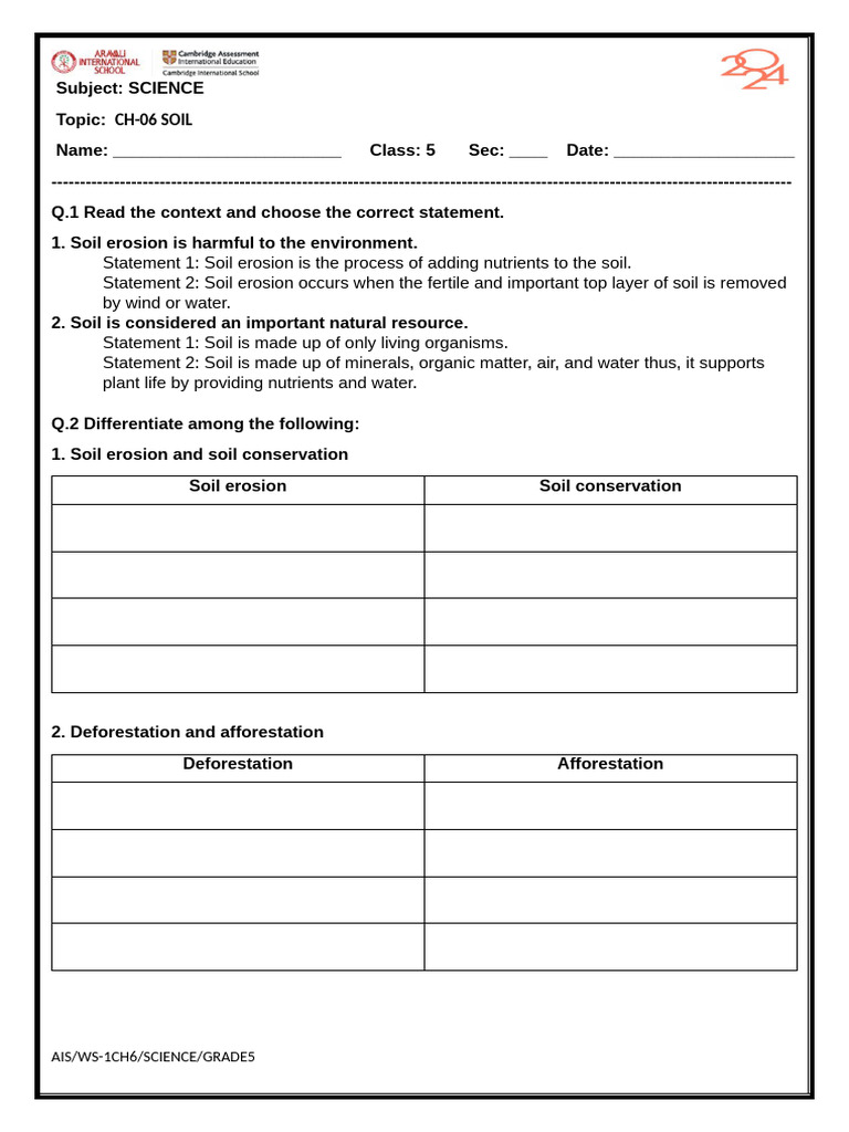 G5 CH-6 Soil WS2 | PDF | Soil | Topsoil