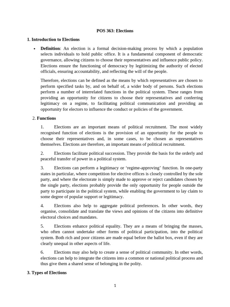 POS 363 Elections and Political Parties | PDF | Political Parties ...