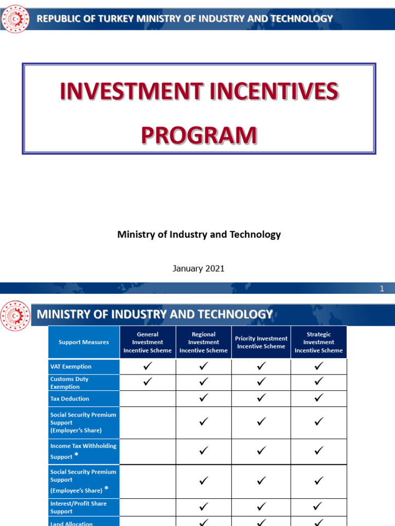 Turkey Investment Incentives Overview | PDF | Value Added Tax | Taxes