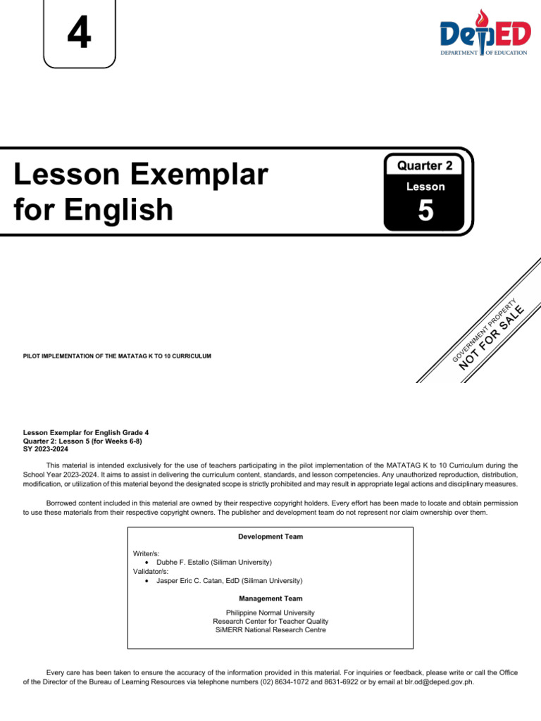 LE - Q2 - English 4 - Week 6-8 - v.2 | PDF | Linguistics