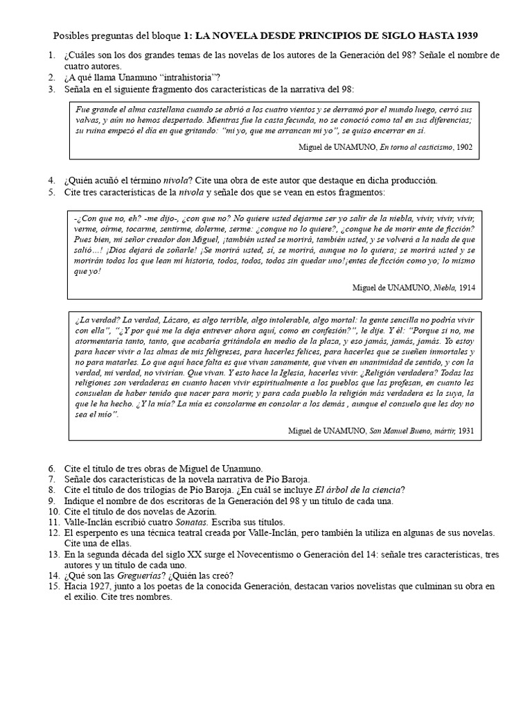 Posibles Preguntas de Literatura Tema 1 | PDF