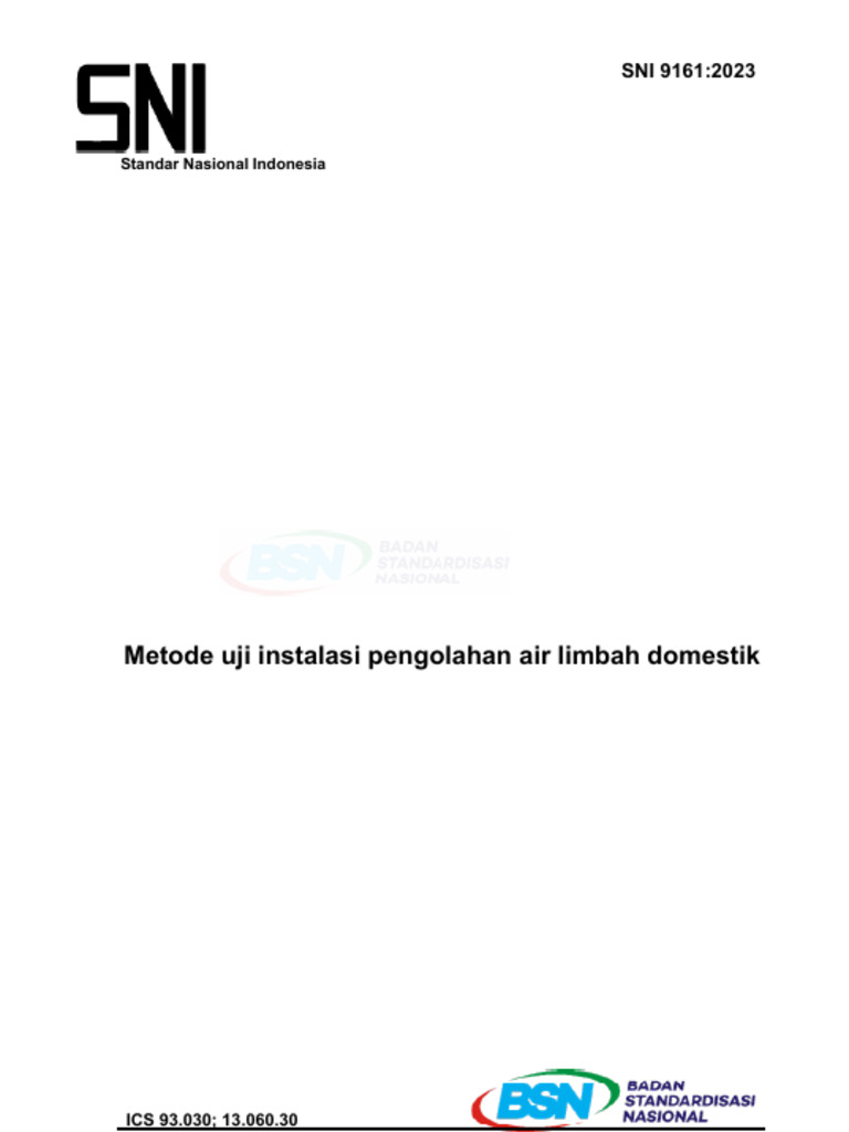 SNI 9161 2023 Uji IPAL Domestik | PDF